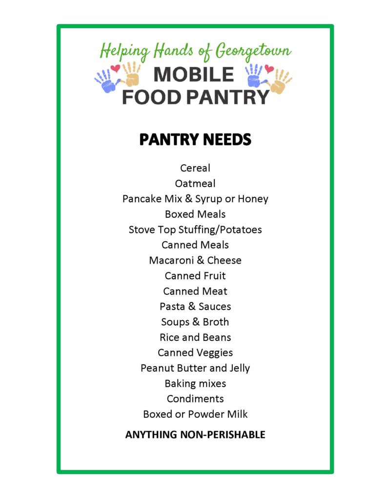 Donate to the Pantry - Helping Hands of Georgetown, Inc.